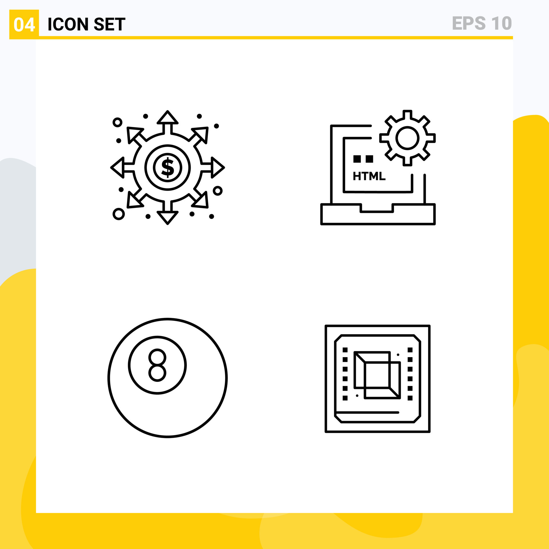 4 User Interface Line Pack Of Modern Signs And Symbols Of Black Html Portal Coding Billiard