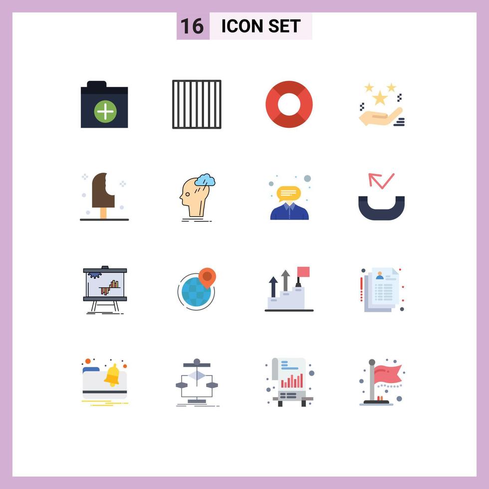 Editable Vector Line Pack Of 16 Simple Flat Colors Of Ice Cream Food Recreations Dessert Present