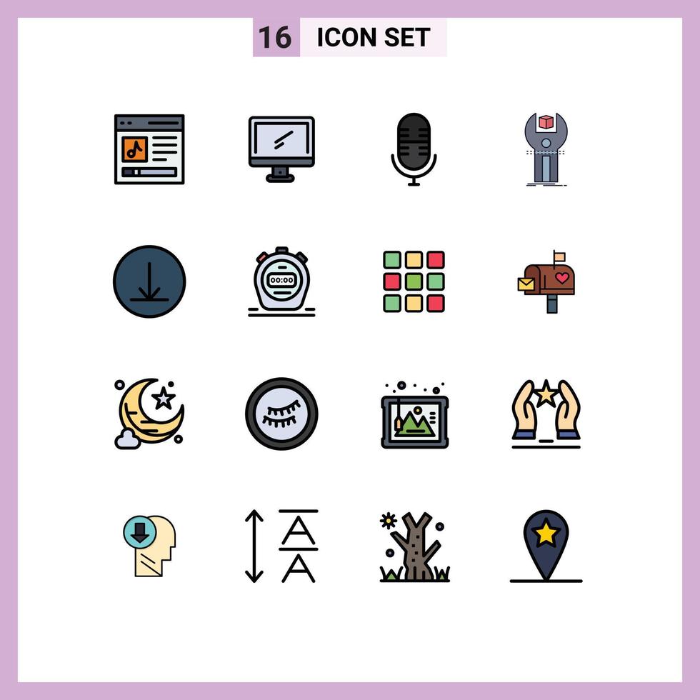 Set of 16 Modern UI Icons Symbols Signs for programming development ...