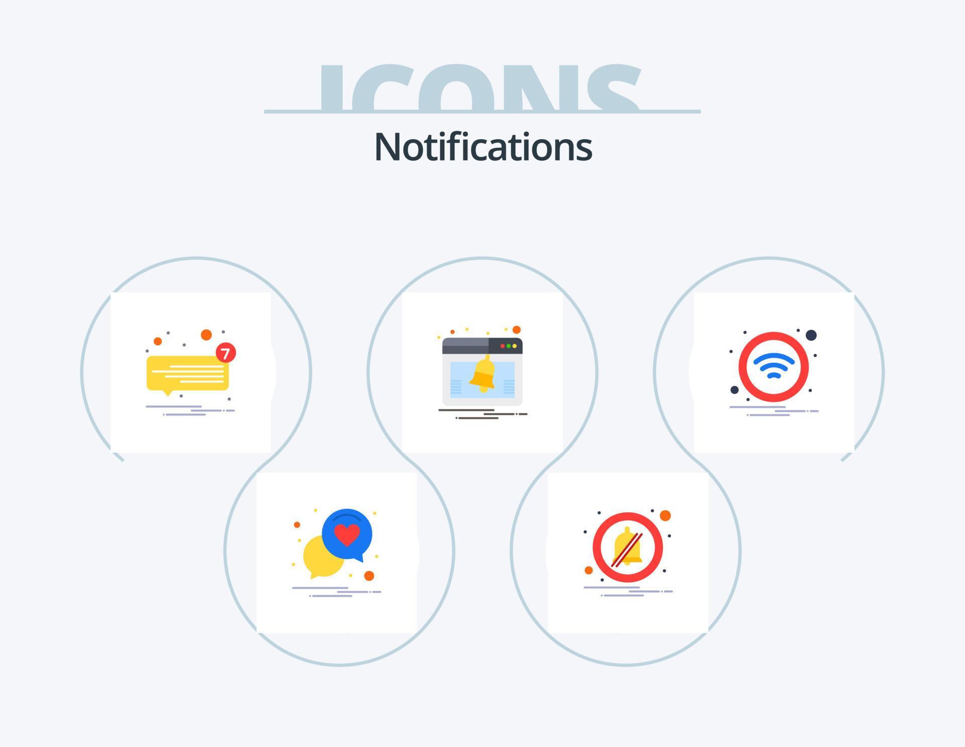 Notifications Flat Icon Pack 5 Icon Design Wifi Notification Message Notice Web 19270800