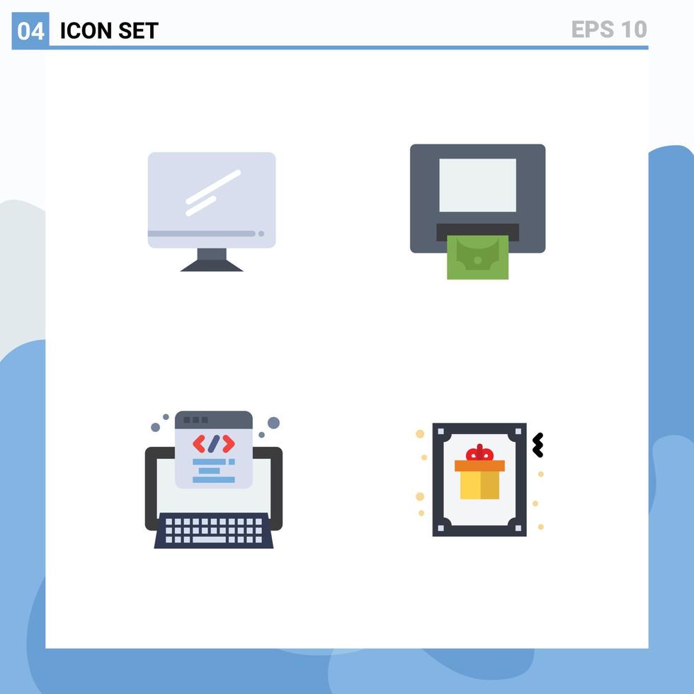 Mobile Interface Flat Icon Set of 4 Pictograms of computer development ...