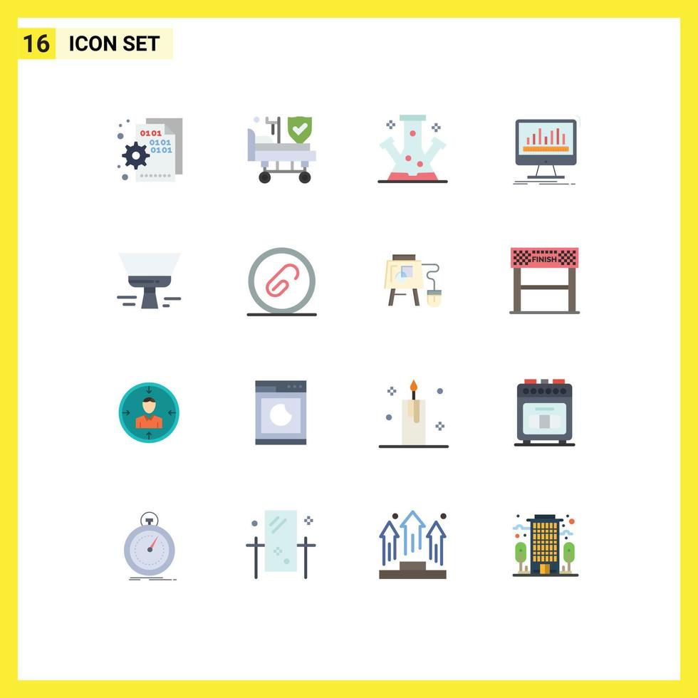 Set Of 16 Vector Flat Colors On Grid For Data Processing Insurance