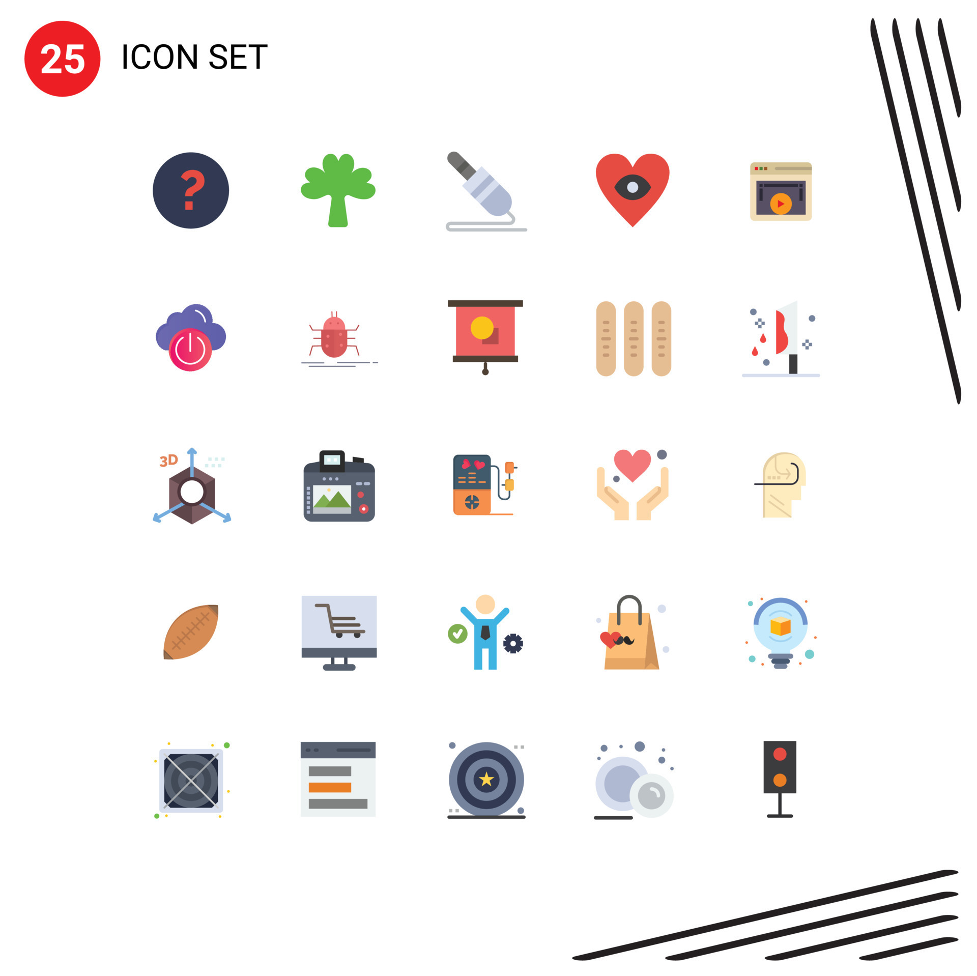 User Interface Pack Of 25 Basic Flat Colors Of Player Page Audio Cable