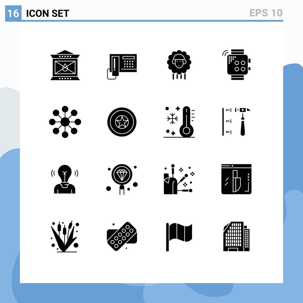 Set of 16 Modern UI Icons Symbols Signs for database hand easter touch smart Editable Vector ...