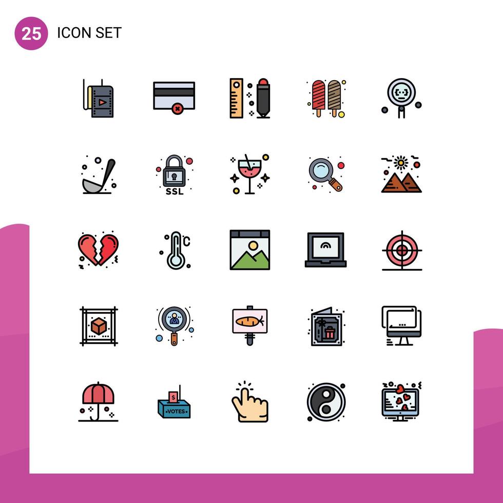 Pictogram Set of 25 Simple Filled line Flat Colors of development ...