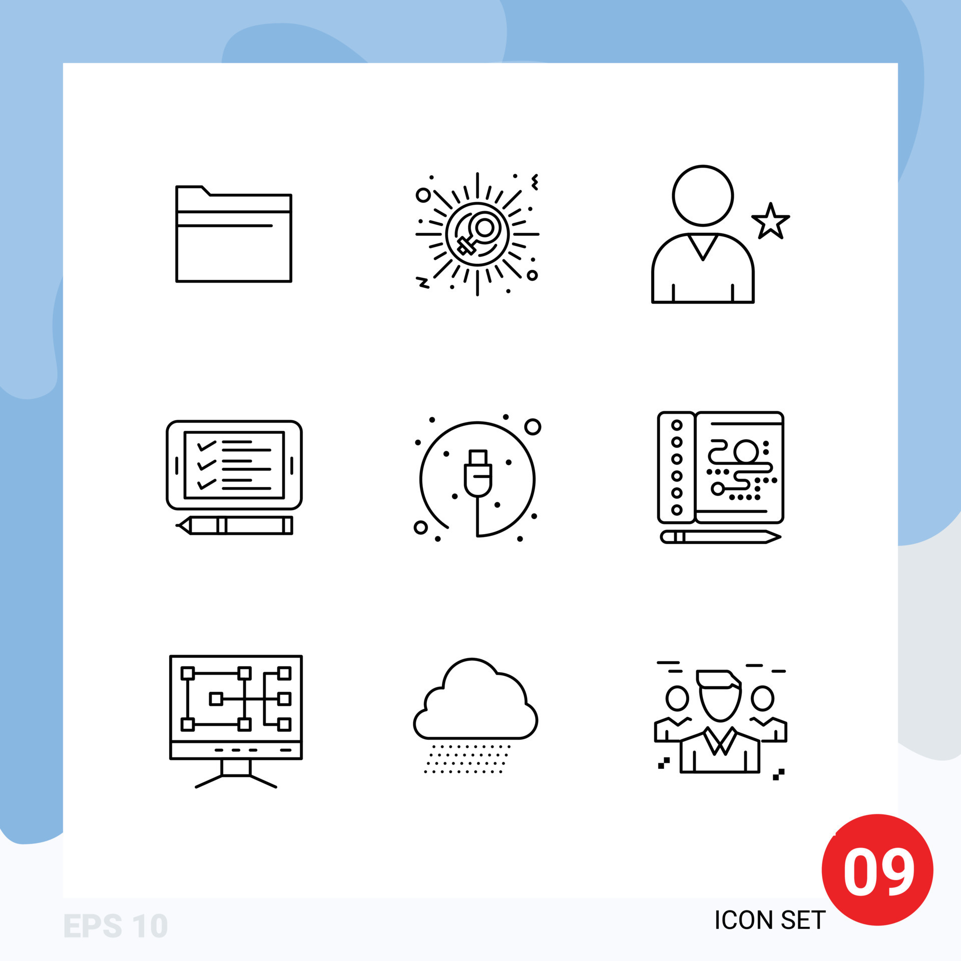 Set Of 9 Vector Outlines On Grid For Hardware Shopping Favorite Pin Phone Editable Vector Design