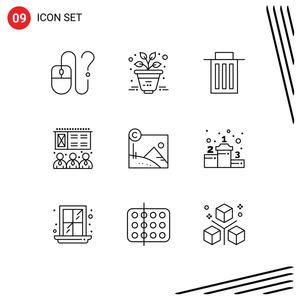 Group Of 9 Modern Outlines Set For Copyright Artwork Delete Training Lecture Editable Vector