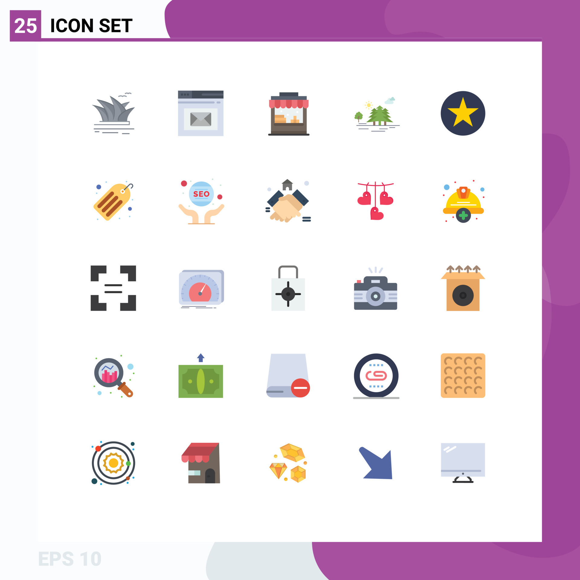 25 User Interface Flat Color Pack Of Modern Signs And Symbols Of Clouds