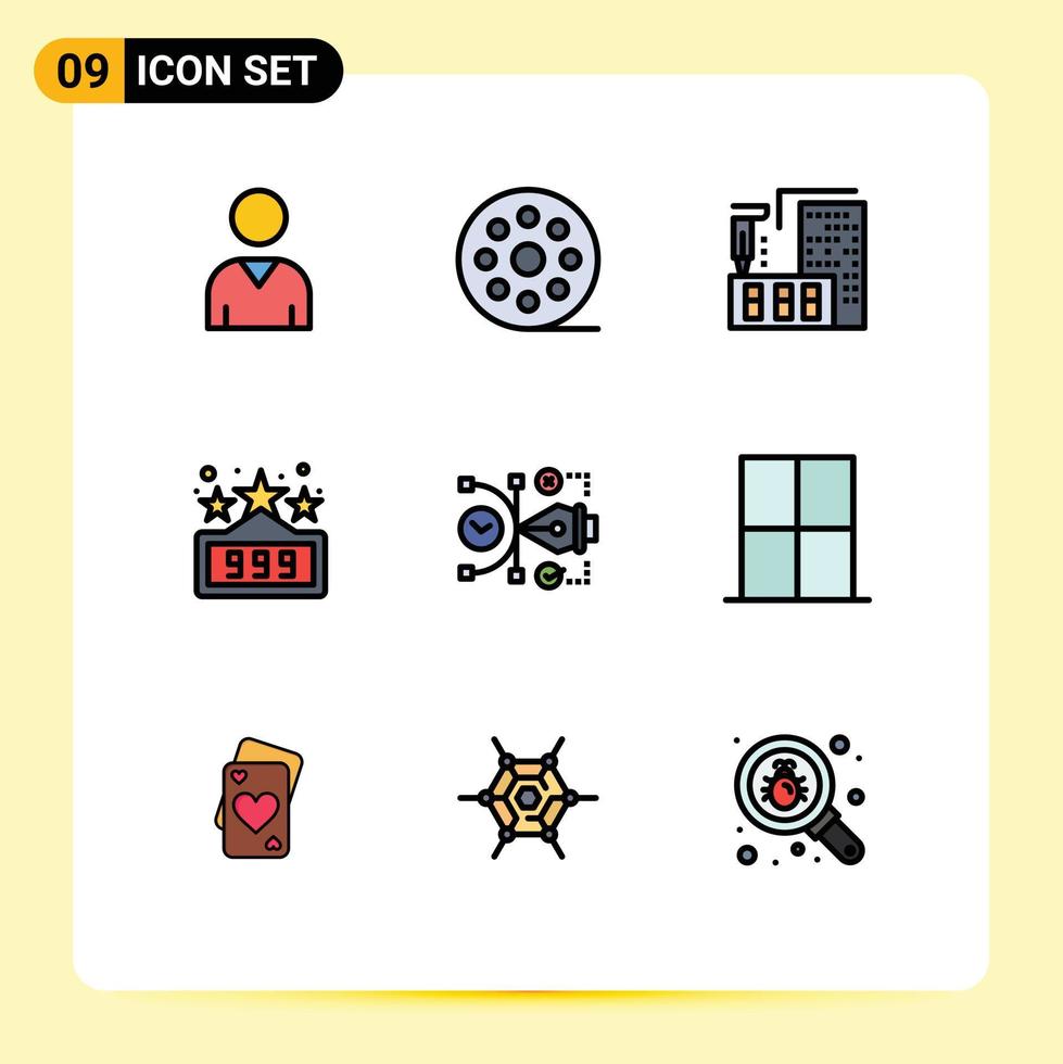 Set Of 9 Vector Filledline Flat Colors On Grid For Digital Vector Construction File Fun Editable