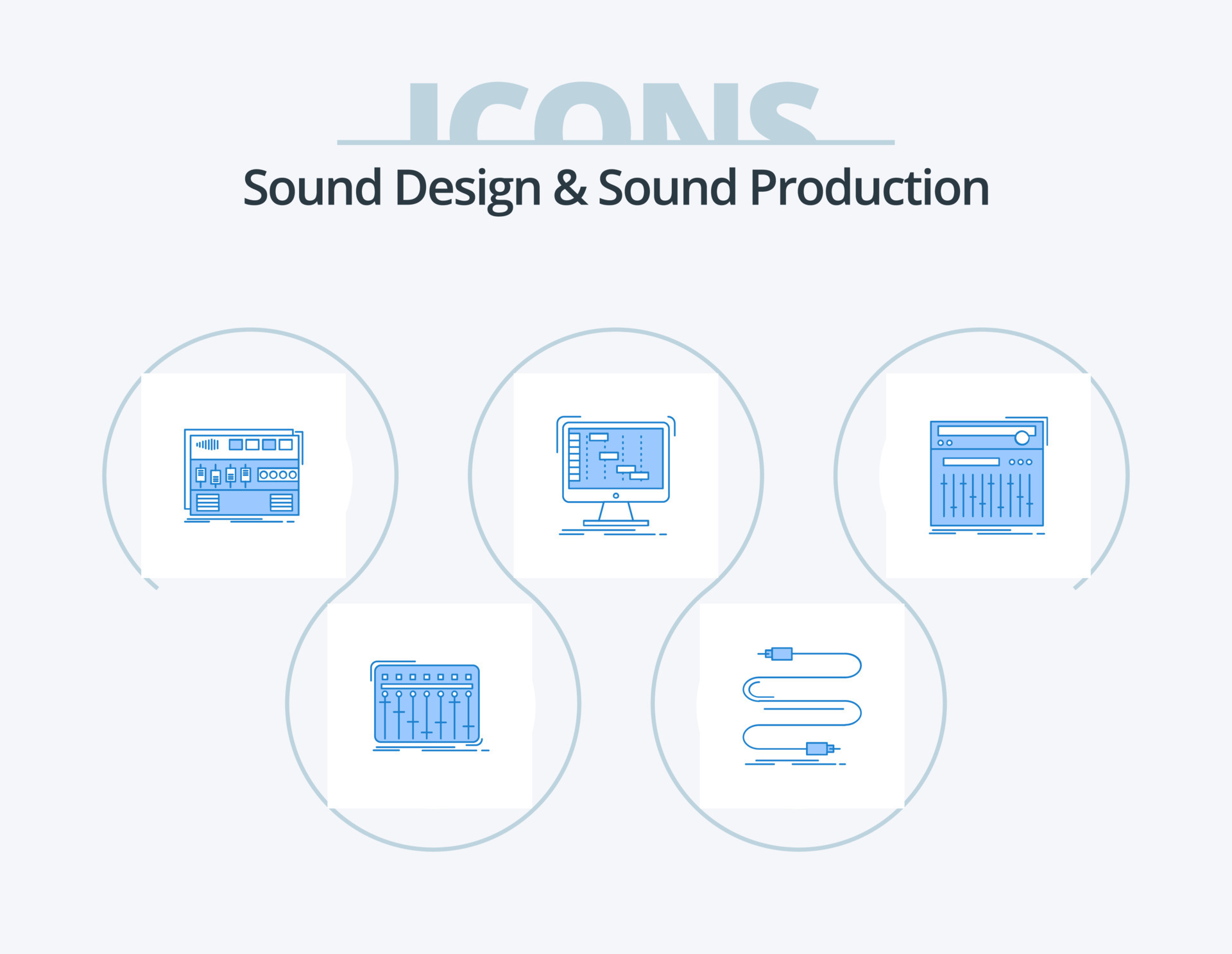 Sound Design And Sound Production Blue Icon Pack 5 Icon Design. daw ...