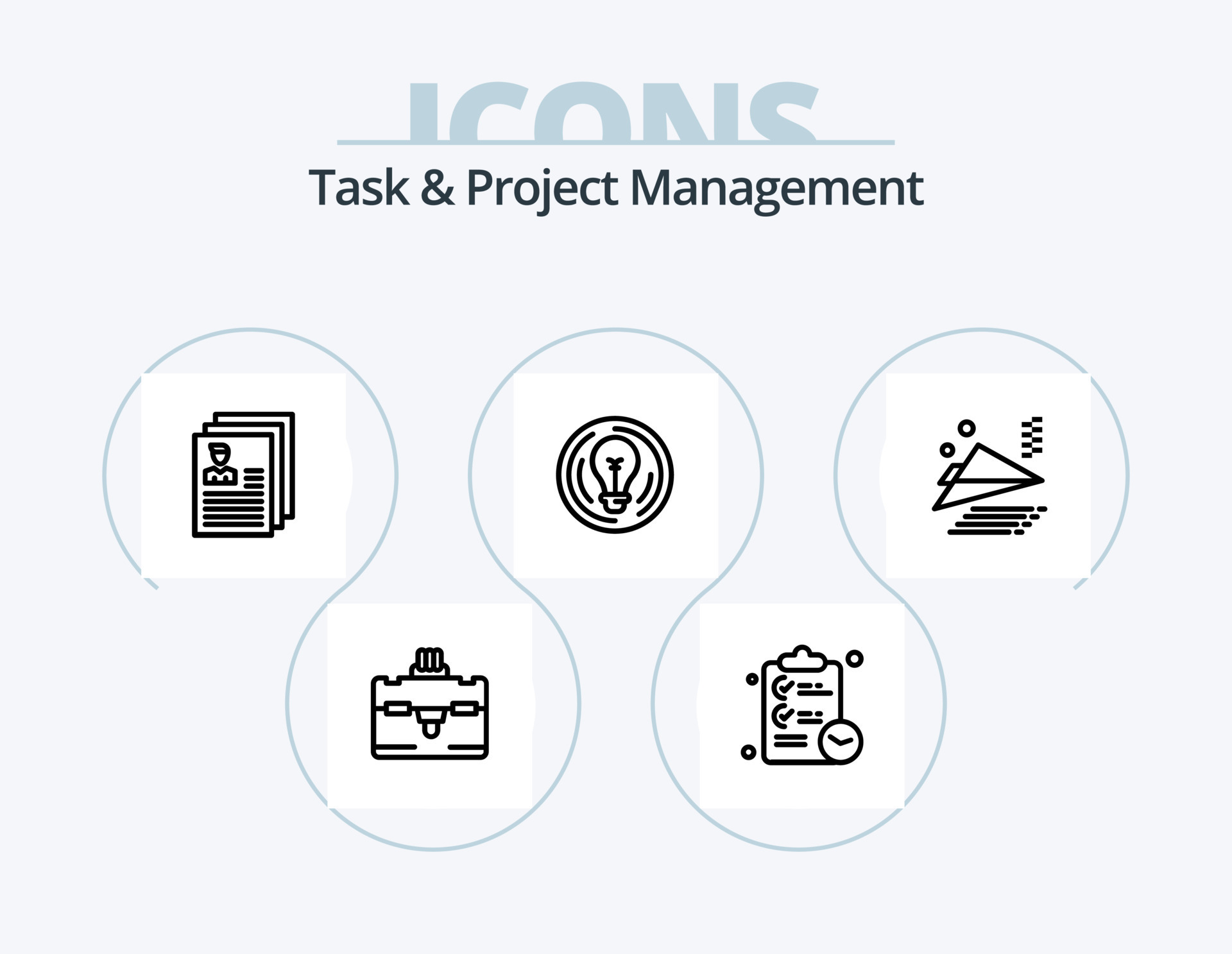 Task And Project Management Line Icon Pack 5 Icon Design. projector. graph. laptop. chart ...