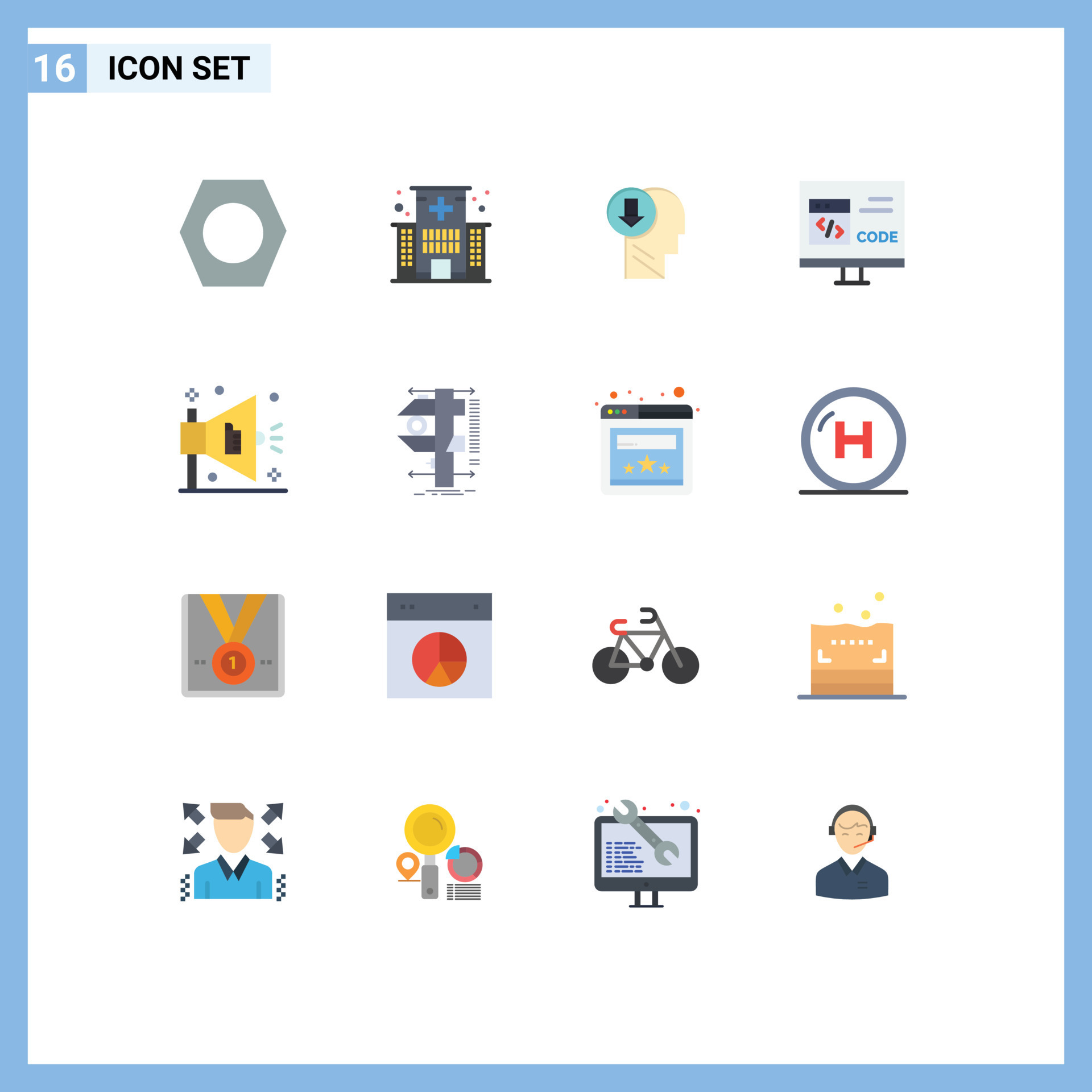 Set of 16 Commercial Flat Colors pack for development coding arrow code ...