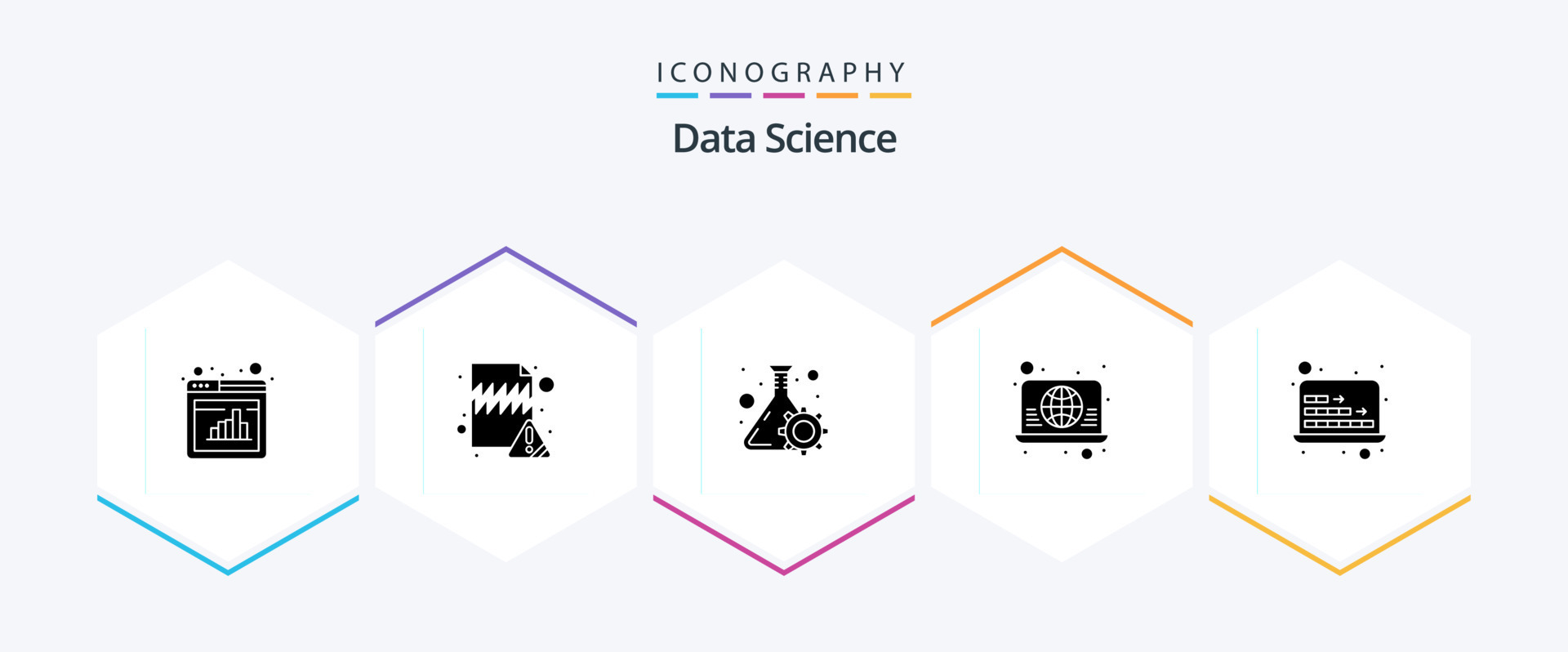 Data Science 25 Glyph icon pack including web. global. flask ...