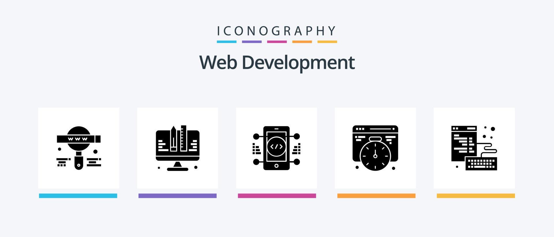 Web Development Glyph 5 Icon Pack Including development. browser ...