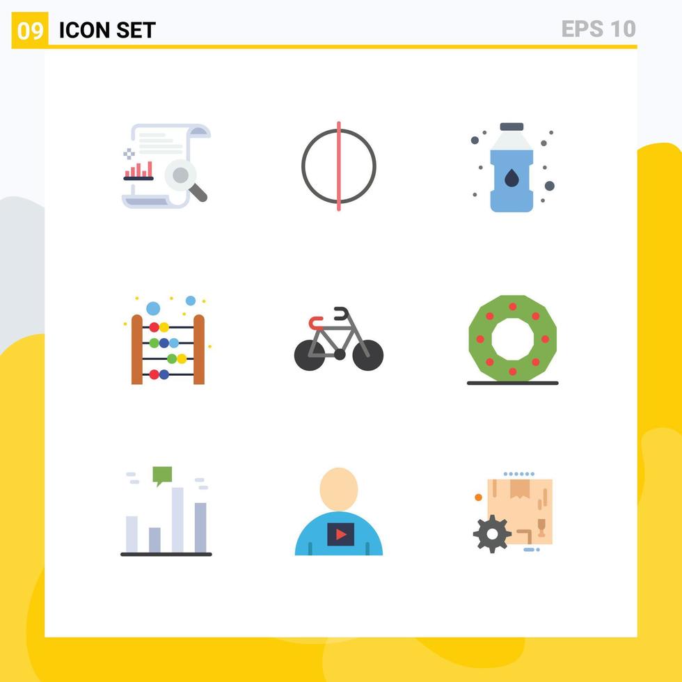 9 Thematic Vector Flat Colors And Editable Symbols Of Transport Bicycle Bottle Mathematics