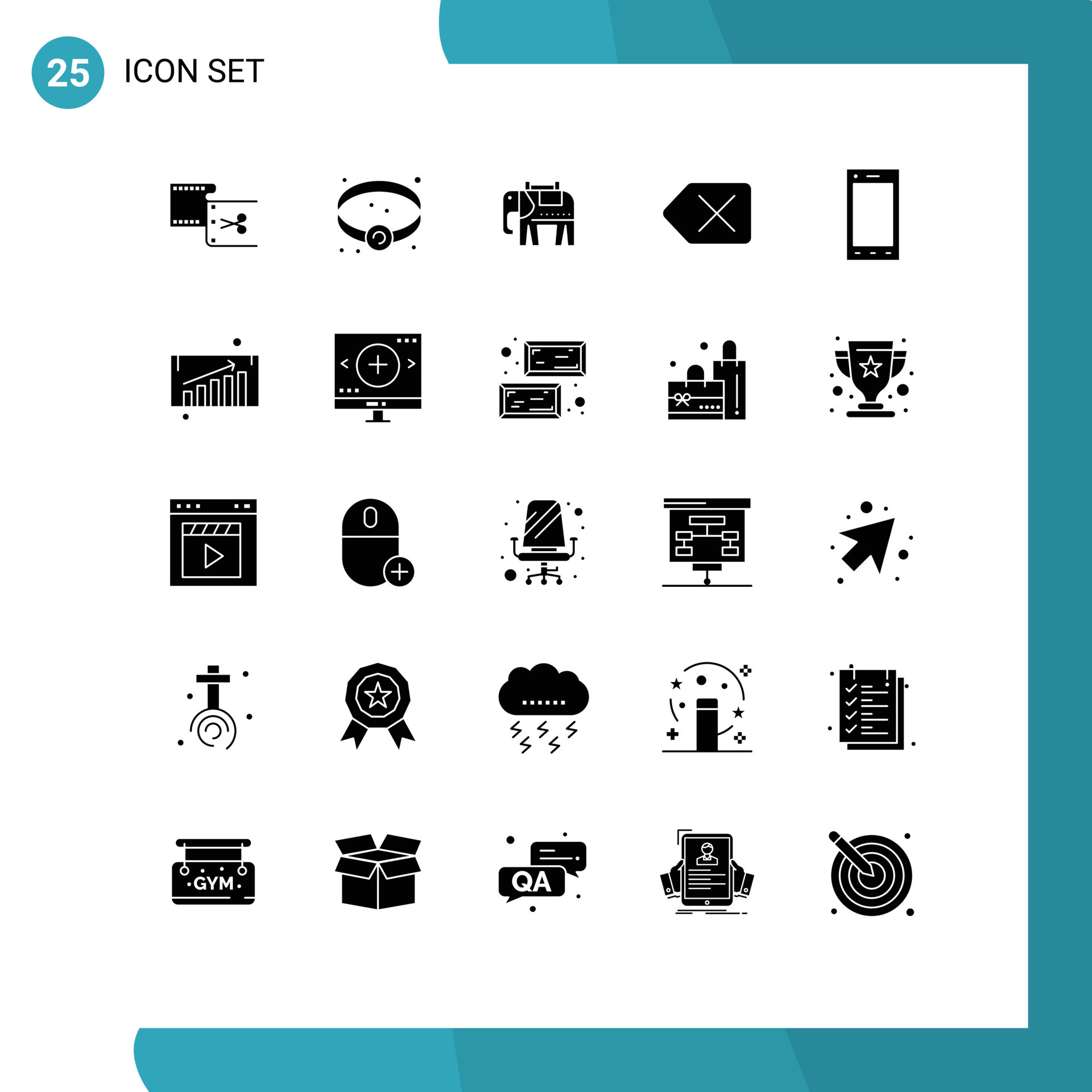 Group Of 25 Modern Solid Glyphs Set For Tablet Ipad Elephent Devices group-of-25-modern-solid-glyphs-set-for-tablet-ipad-elephent-devices