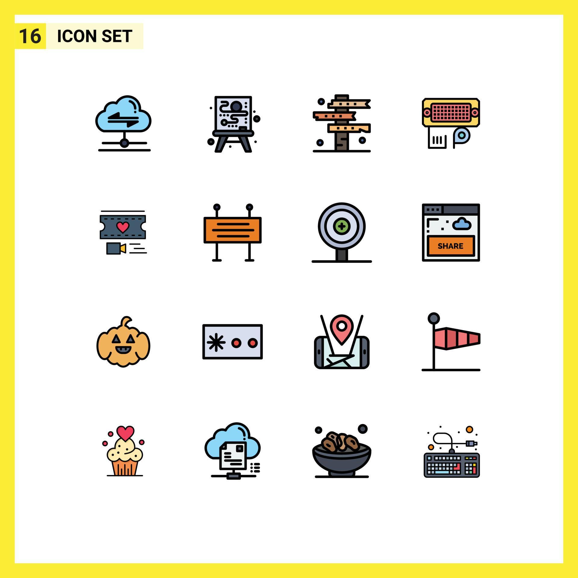 Set Of 16 Modern Ui Icons Symbols Signs For Heart Input Crossroads Data Adapter Editable