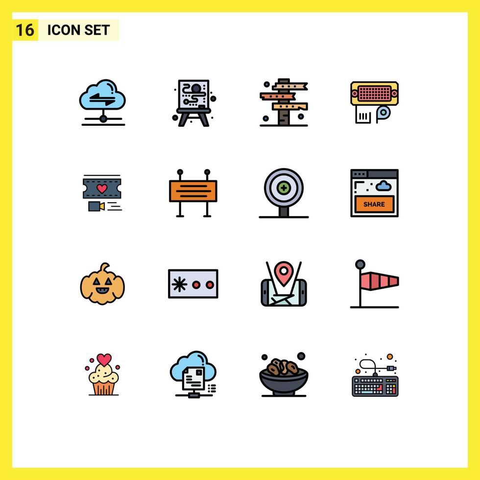 Set of 16 Modern UI Icons Symbols Signs for heart input crossroads data adapter Editable ...