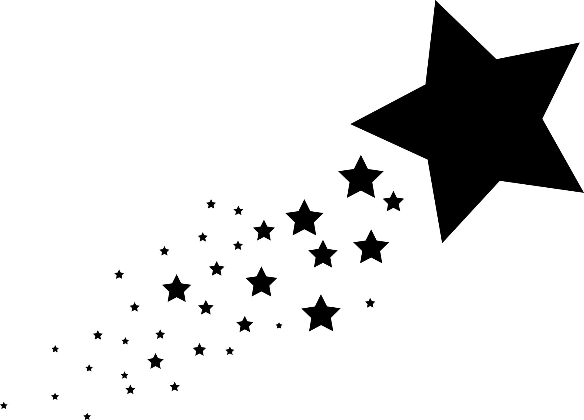 Abstract Falling Star Vector, Black Shooting Star with Elegant Star Trail on White Background ...