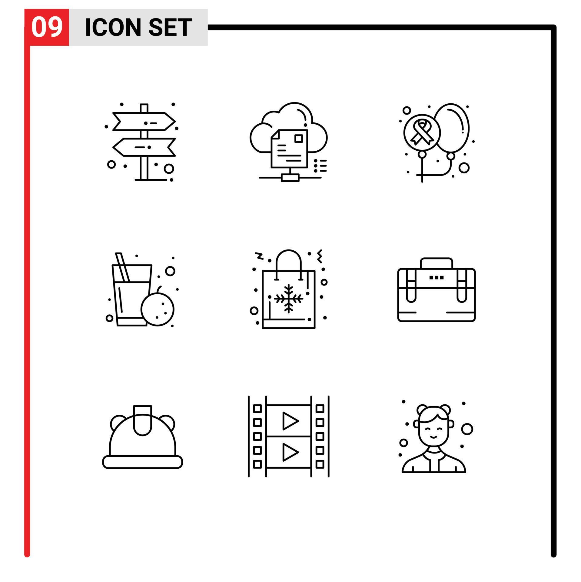 9 Thematic Vector Outlines And Editable Symbols Of Christmas Orange
