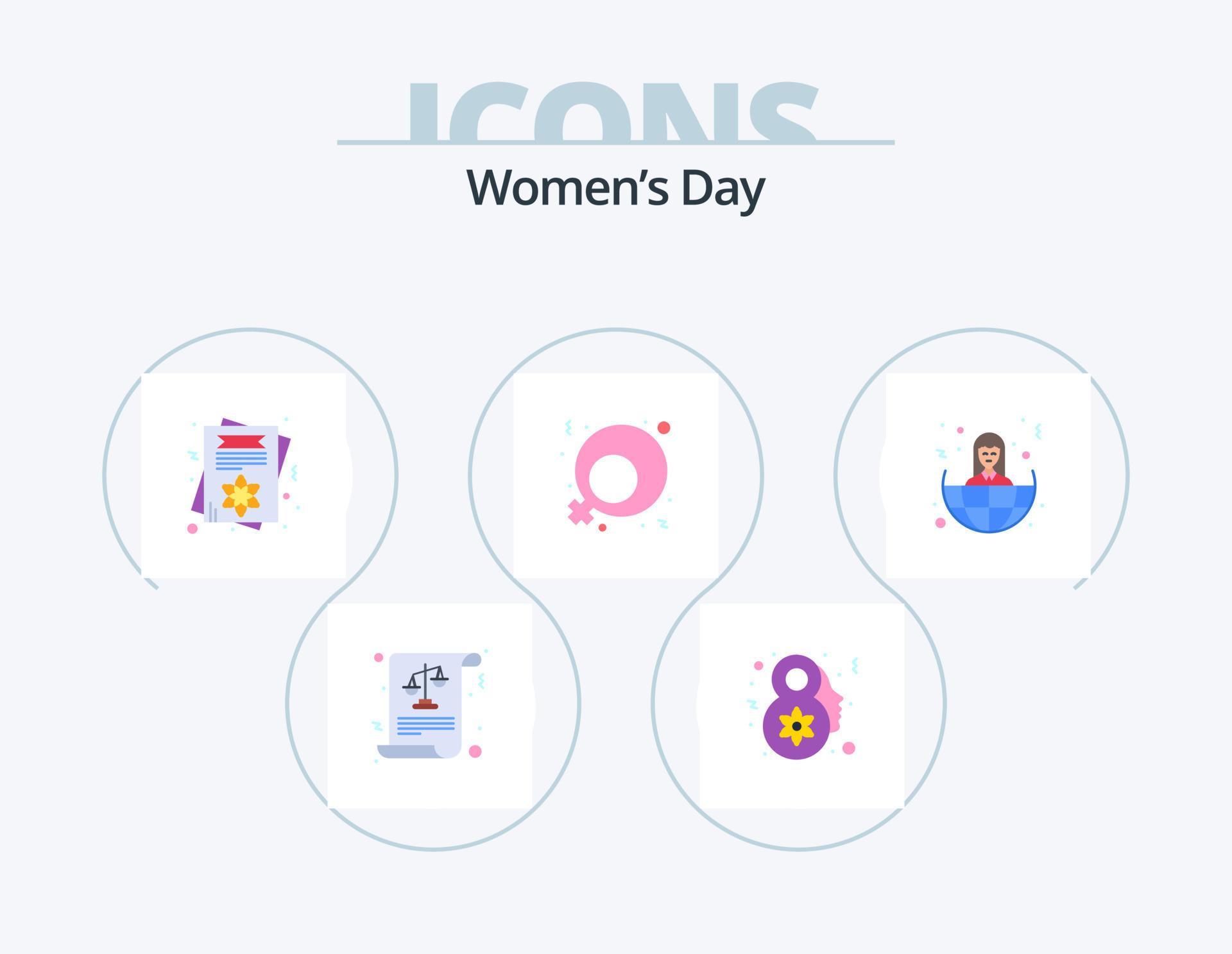Womens Day Flat Icon Pack 5 Icon Design Women Business Day Women
