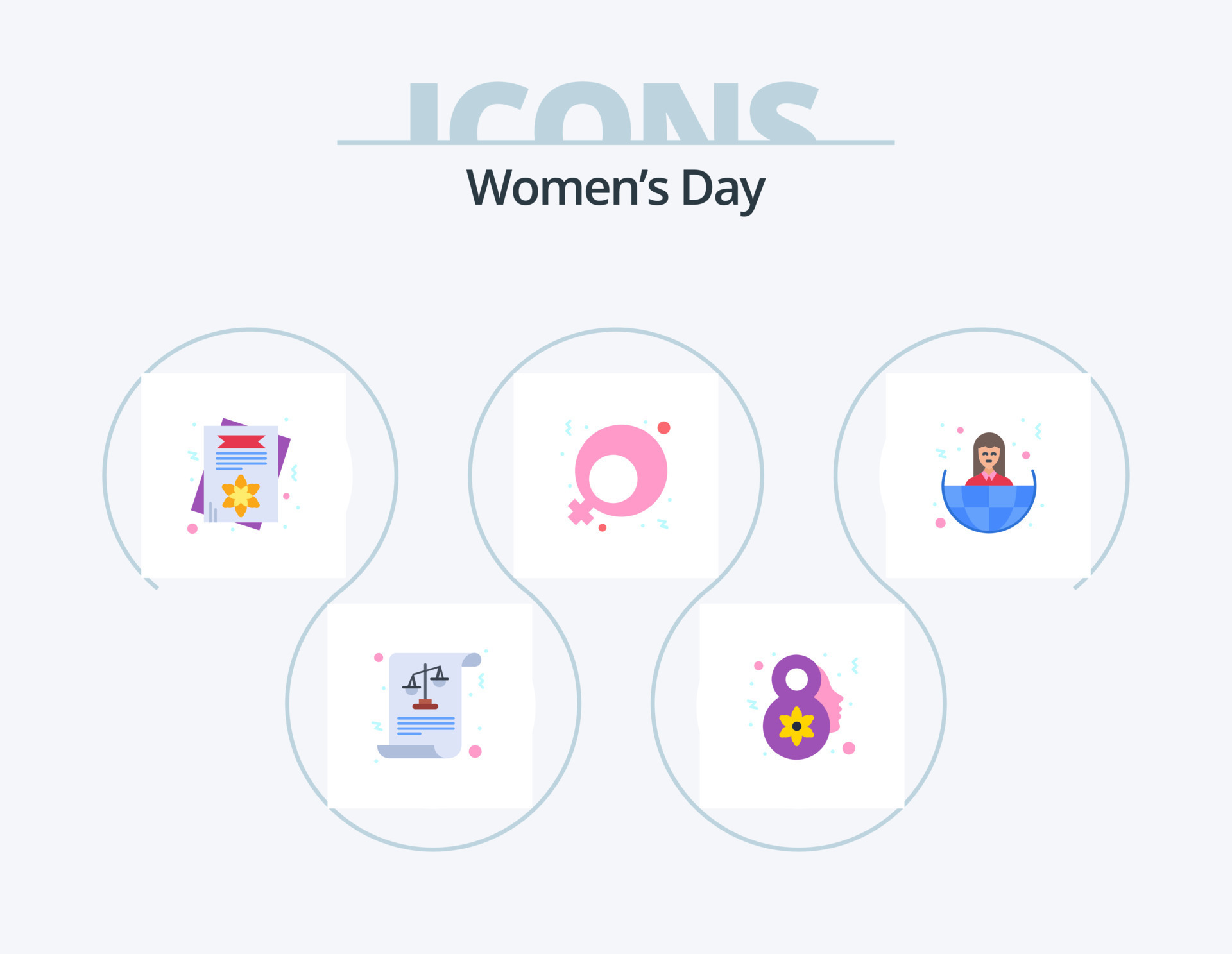 Womens Day Flat Icon Pack 5 Icon Design Women Business Day Women