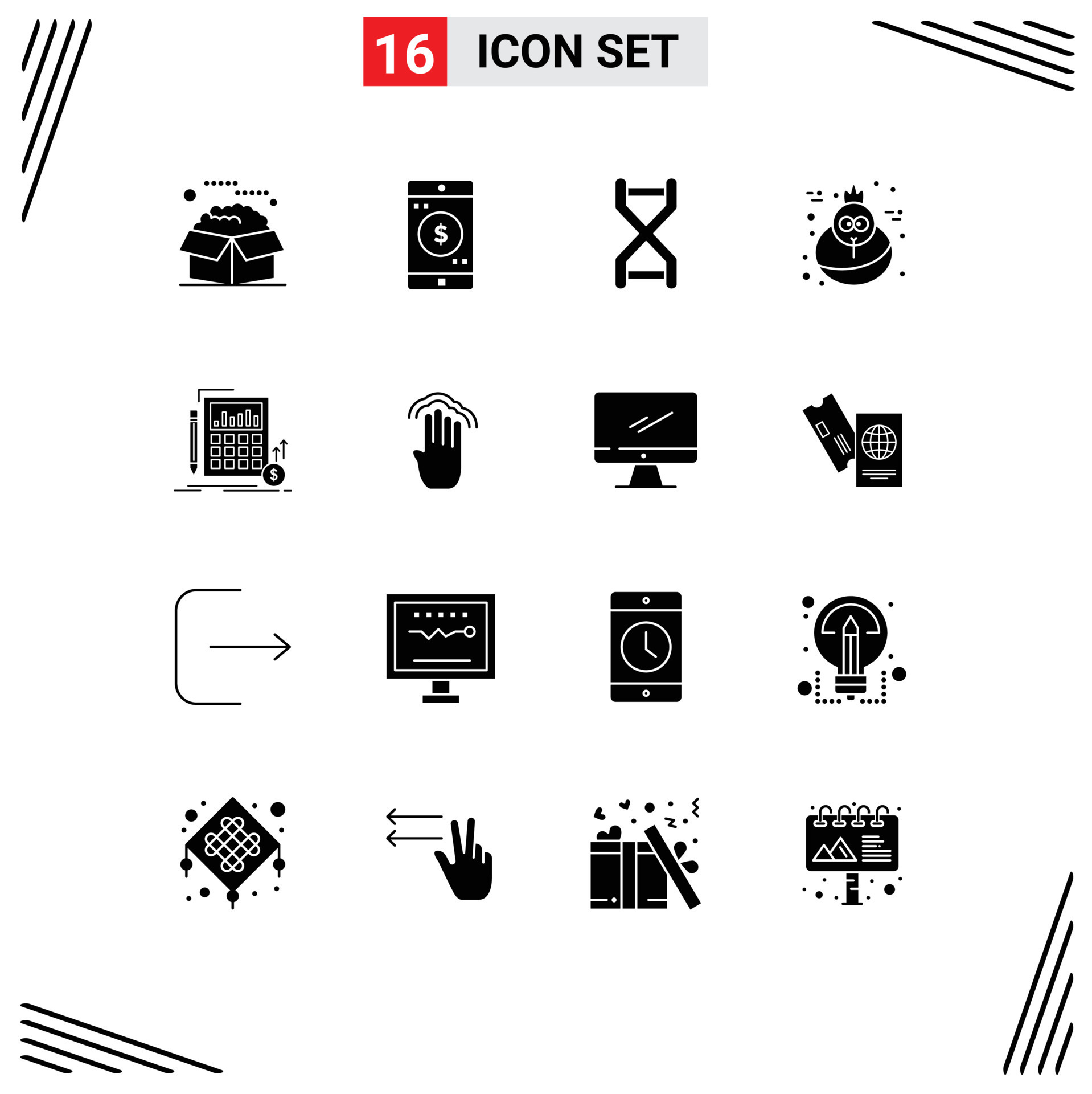 Stock Vector Icon Pack of 16 Line Signs and Symbols for calculation ...