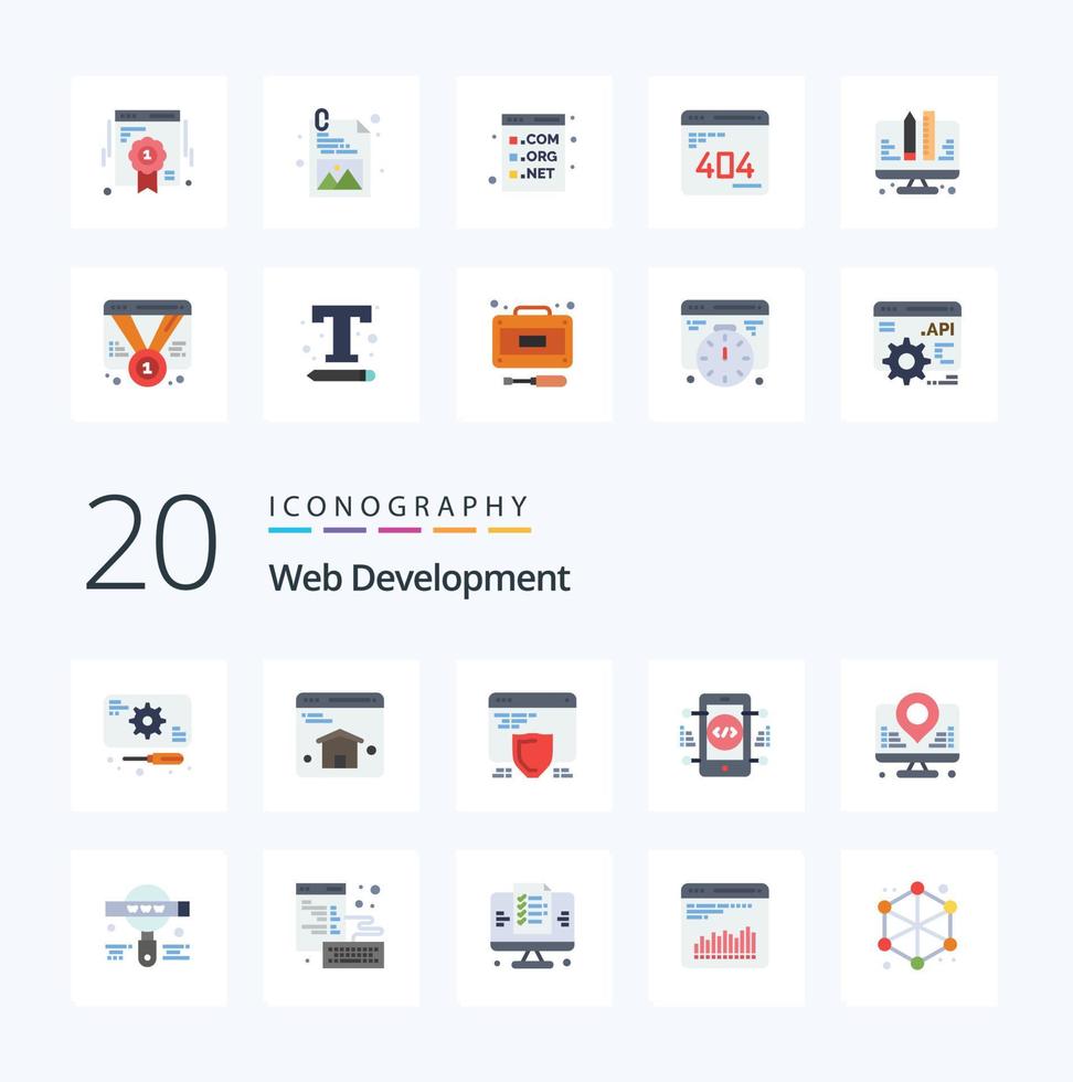 20 Web Development Flat Color icon Pack like coding web code error develop 19279842 Vector Art ...
