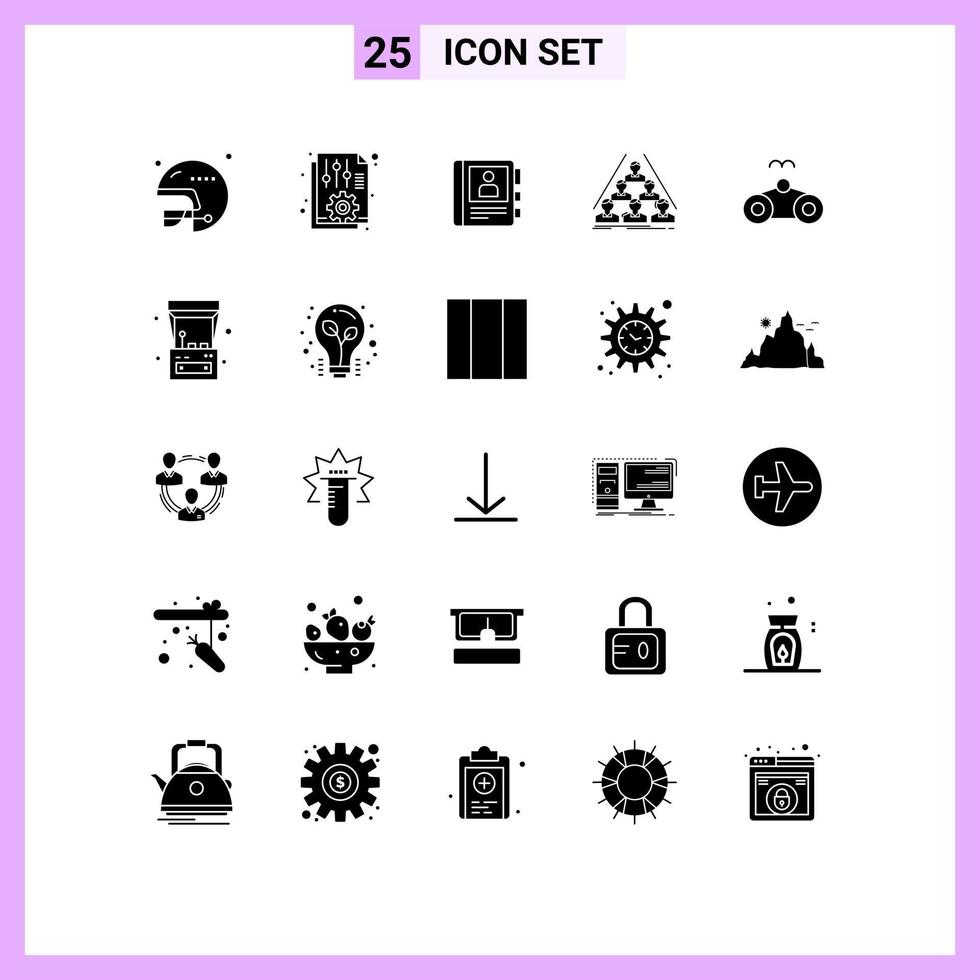 Set Of 25 Vector Solid Glyphs On Grid For Meeting Structure Report Build Info Editable Vector
