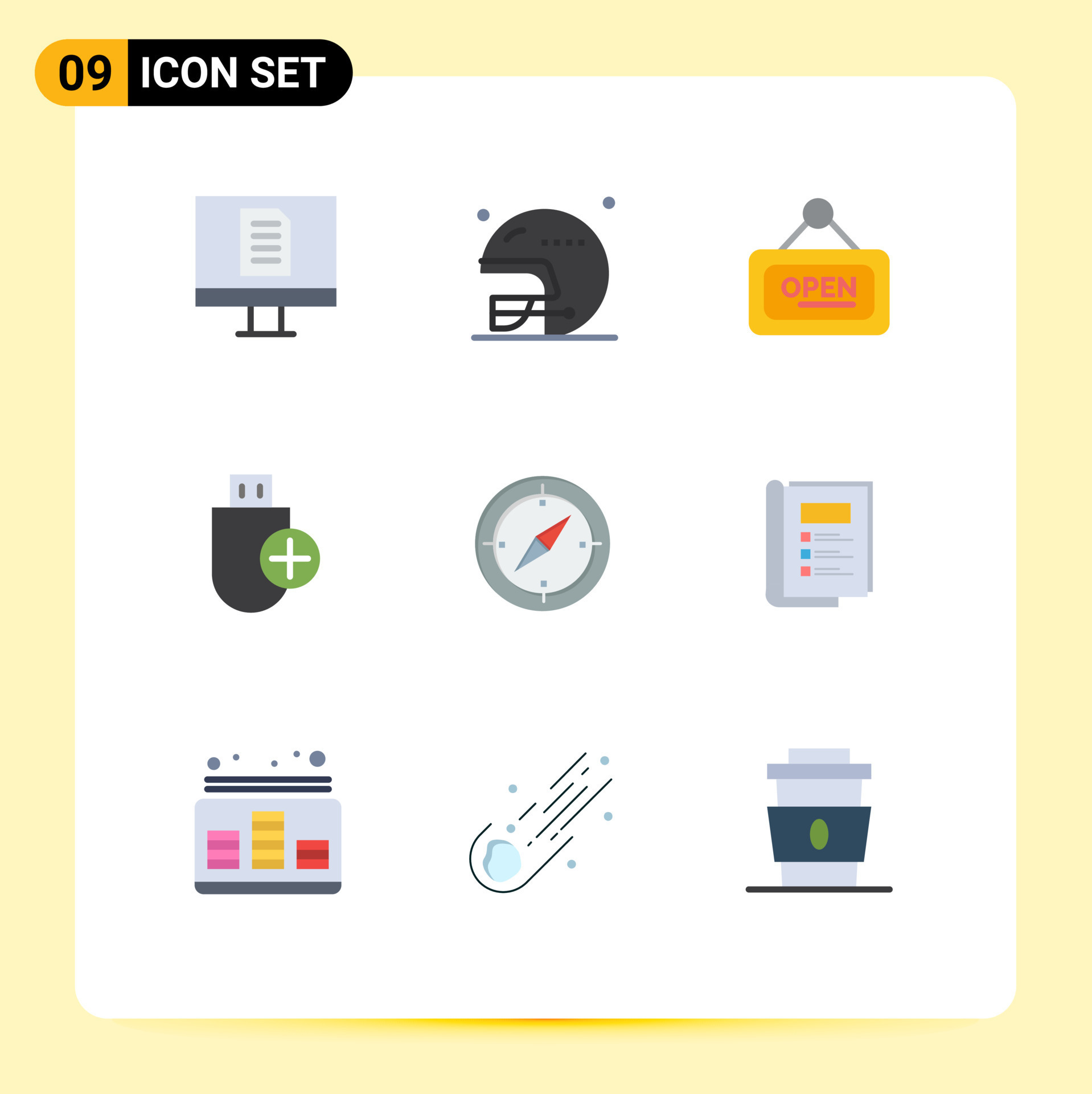 Stock Vector Icon Pack of 9 Line Signs and Symbols for direction stick ...