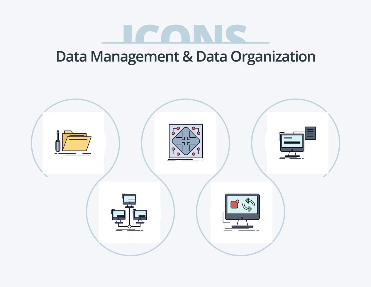 Data Management And Data Organization Line Filled Icon Pack 5 Icon Design. safe. secure. of ...