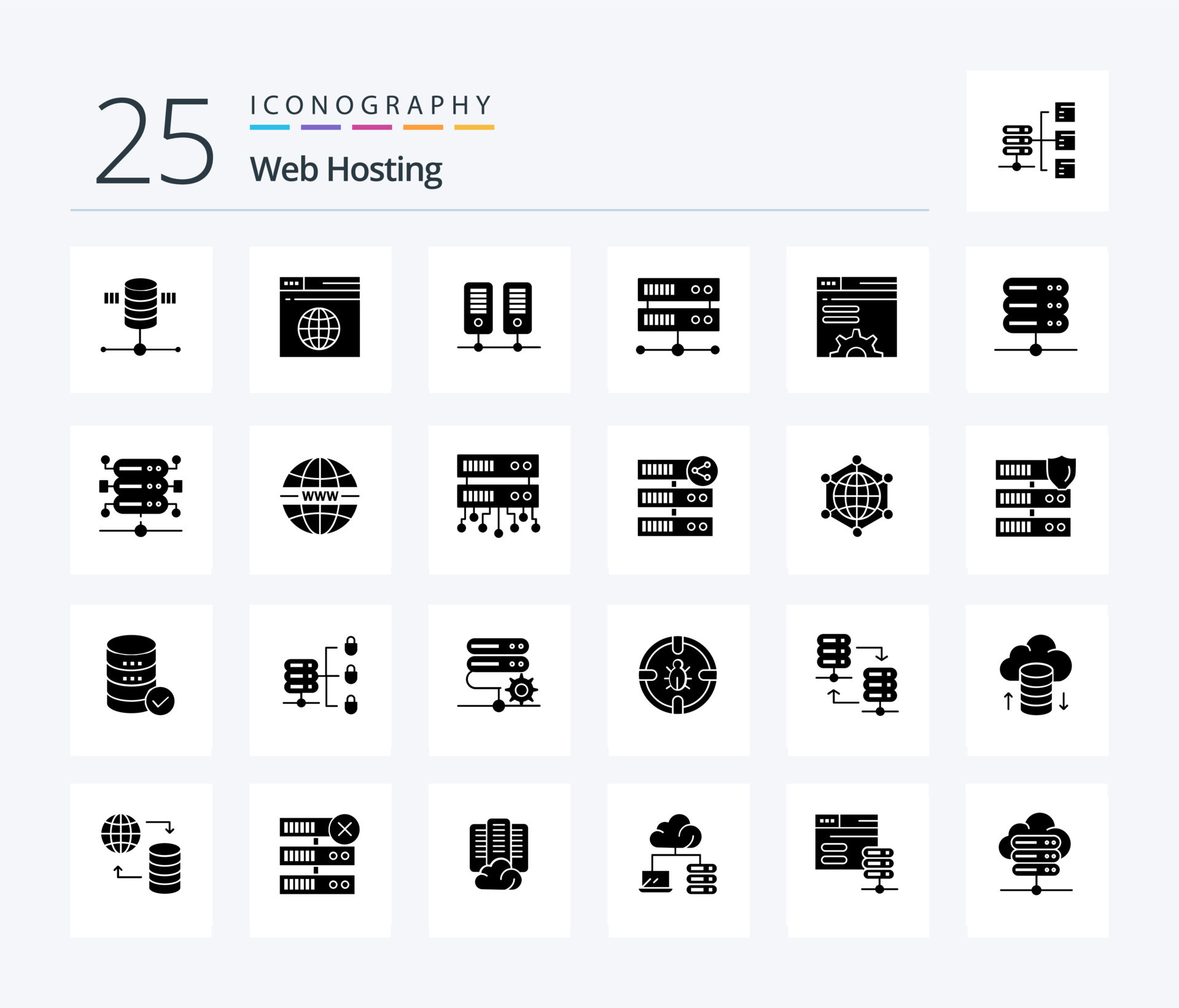 Web Hosting 25 Solid Glyph icon pack including hosting center. data ... Web Hosting 25 Solid Glyph icon pack including hosting center. data ...