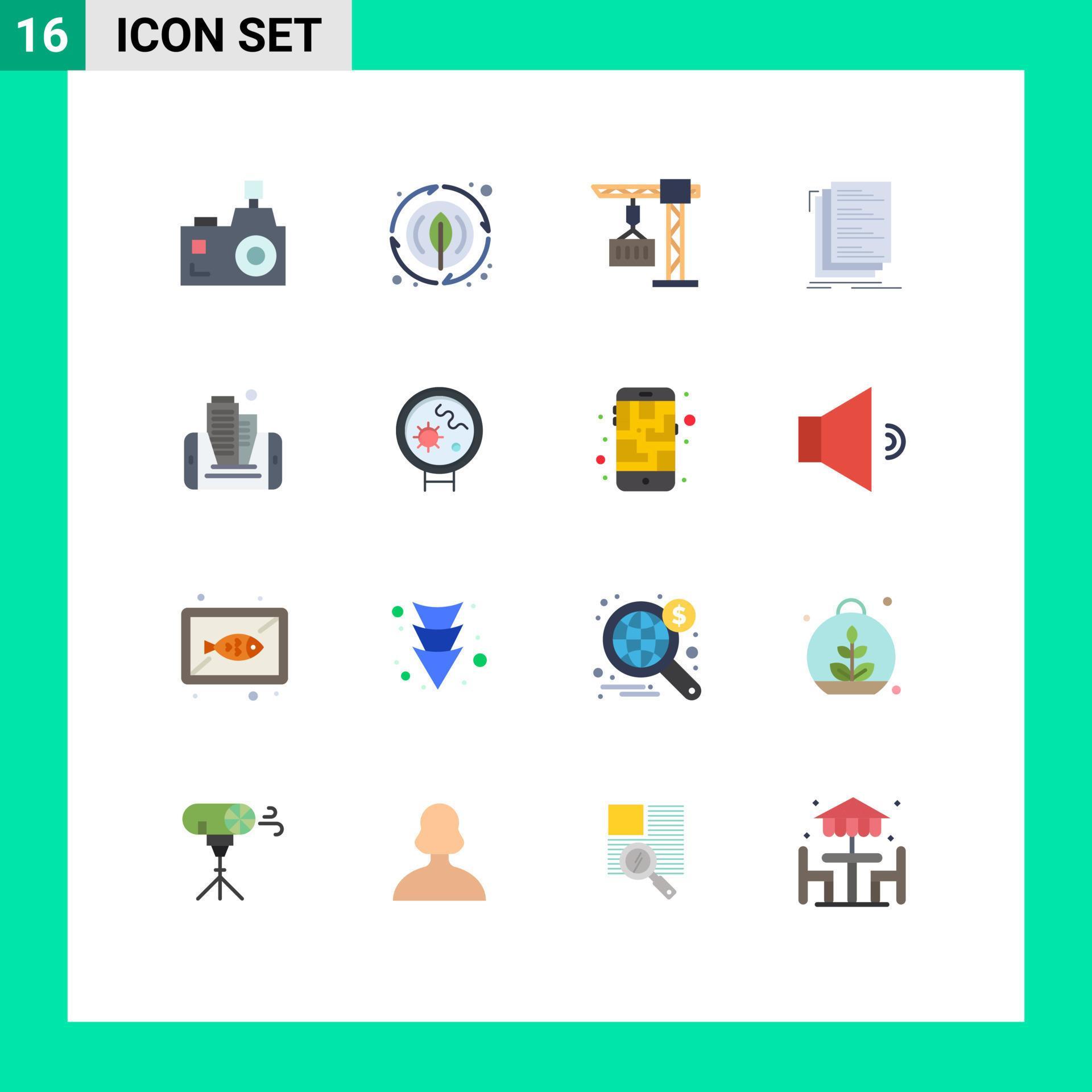 User Interface Pack Of 16 Basic Flat Colors Of List Compile Plant Coding Shipping Editable Pack