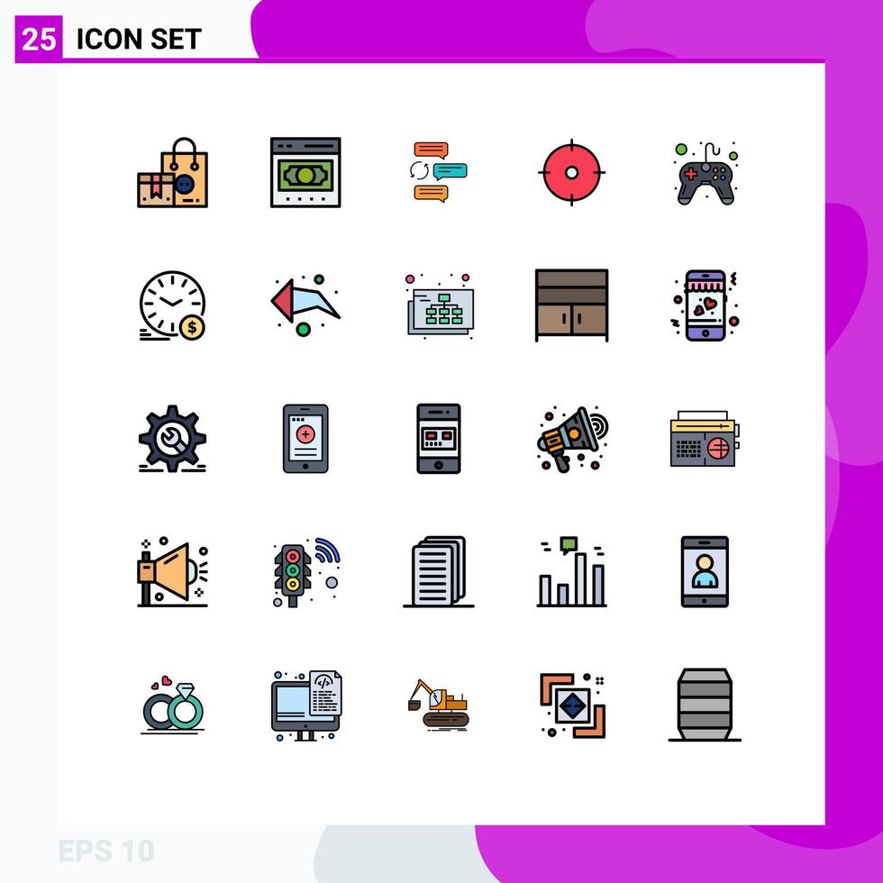 Stock Vector Icon Pack of 25 Line Signs and Symbols for target robot ...