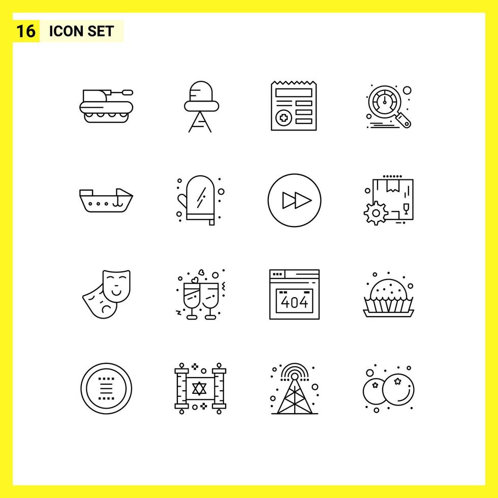 Set Of 16 Vector Outlines On Grid For Speed Boat Basic Speedometer Dashboard Editable Vector