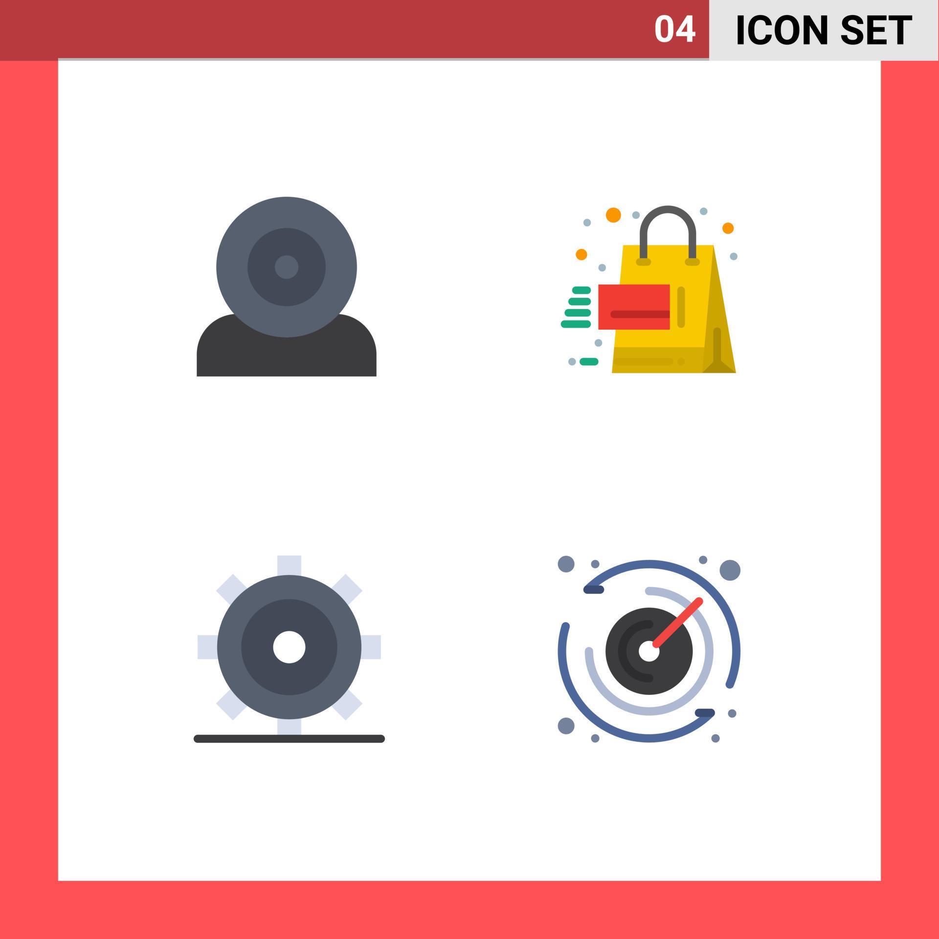 4 Universal Flat Icon Signs Symbols of computers basic hardware ...