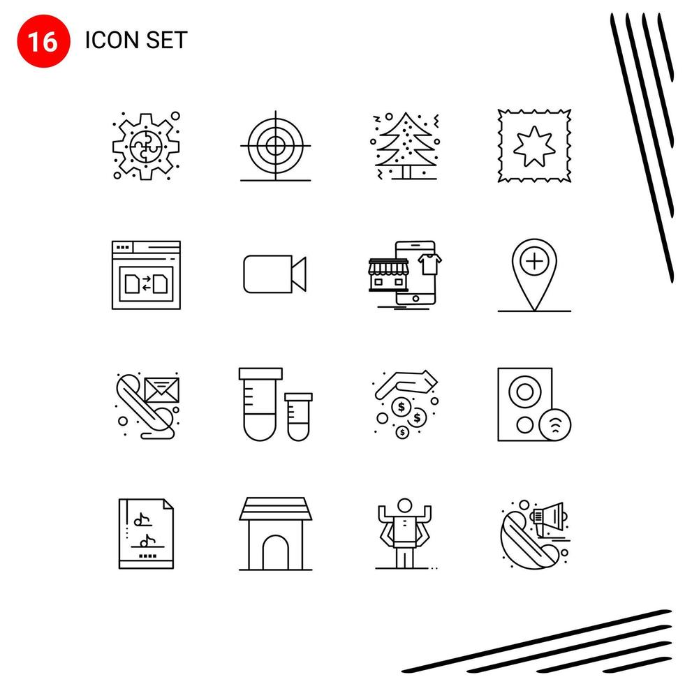 Group Of 16 Outlines Signs And Symbols For Web Page Shape Bib Tree Editable Vector Design