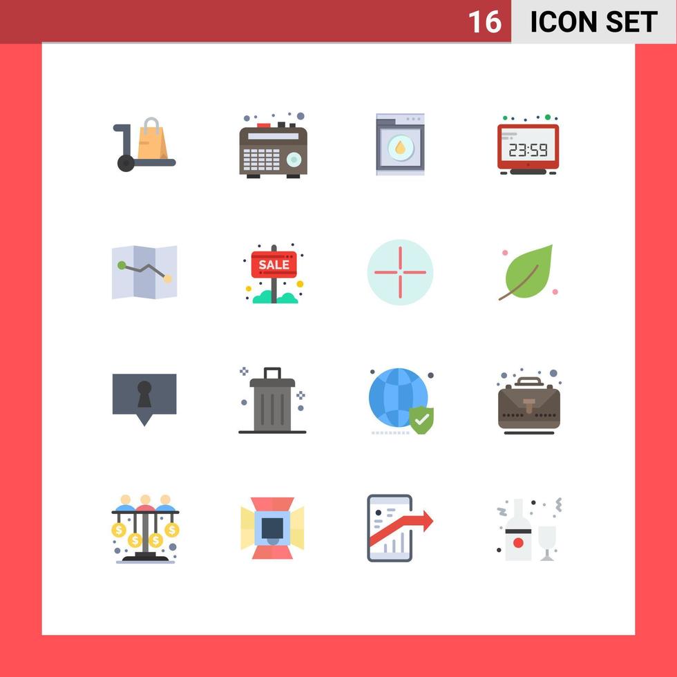 16 Universal Flat Colors Set For Web And Mobile Applications Map Computer Time Laundry Computer