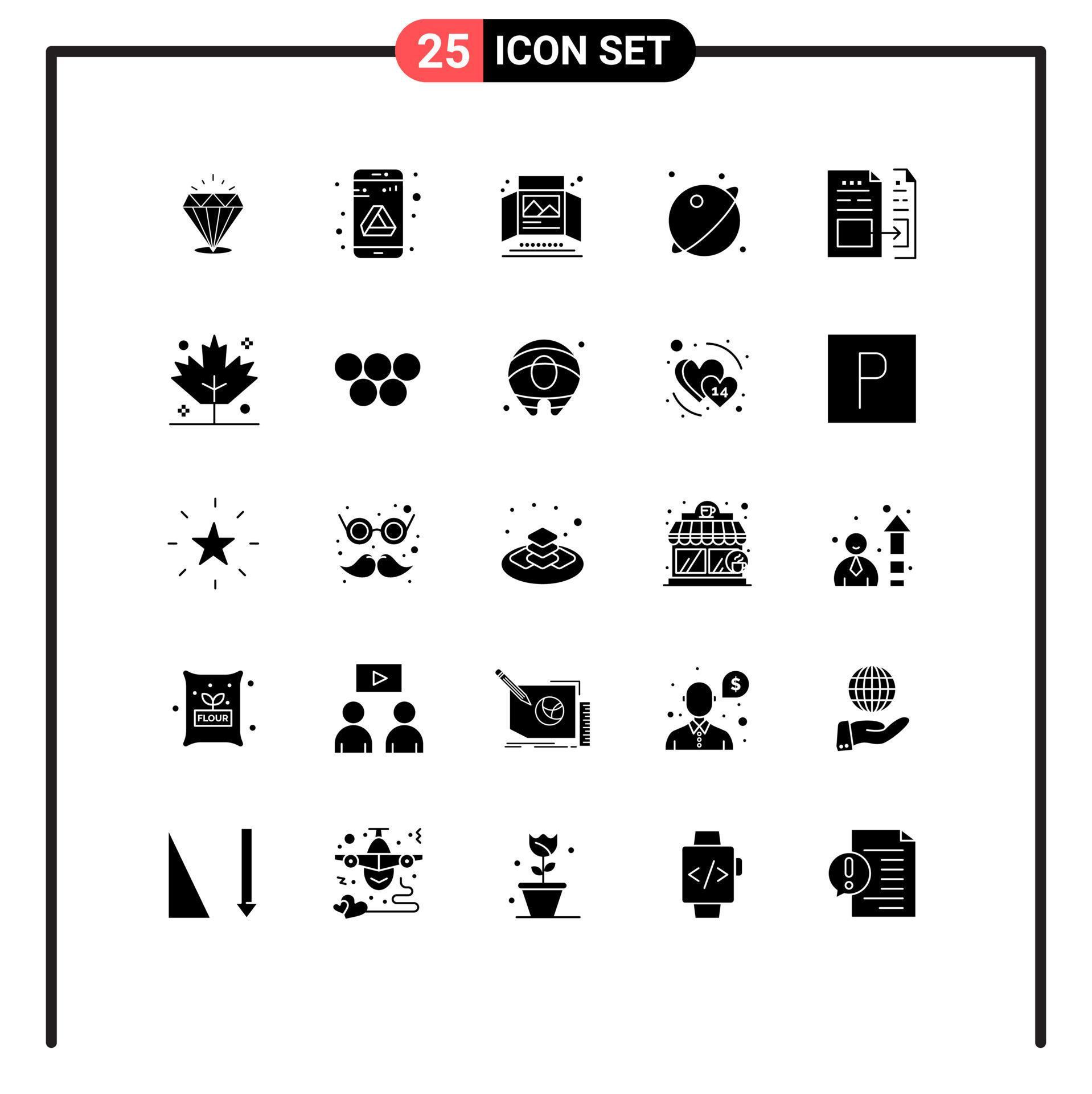 Set Of 25 Modern Ui Icons Symbols Signs For System Planet Ad Orbit
