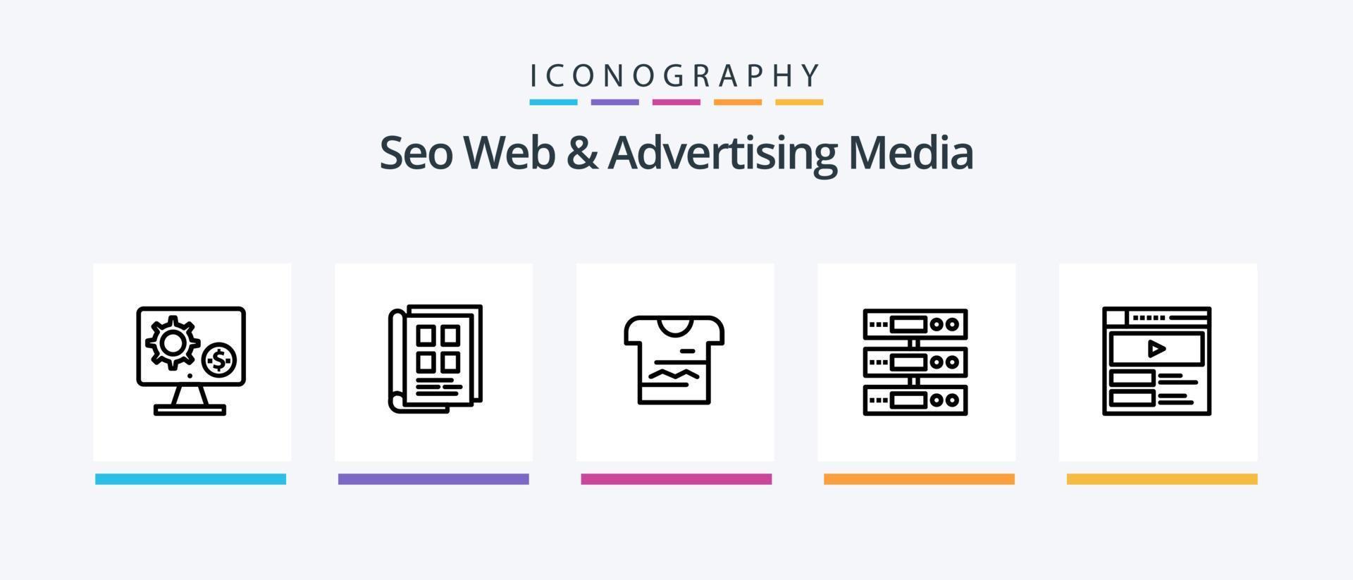 Seo Web And Advertising Media Line 5 Icon Pack Including computer. code. mobile. coding ...