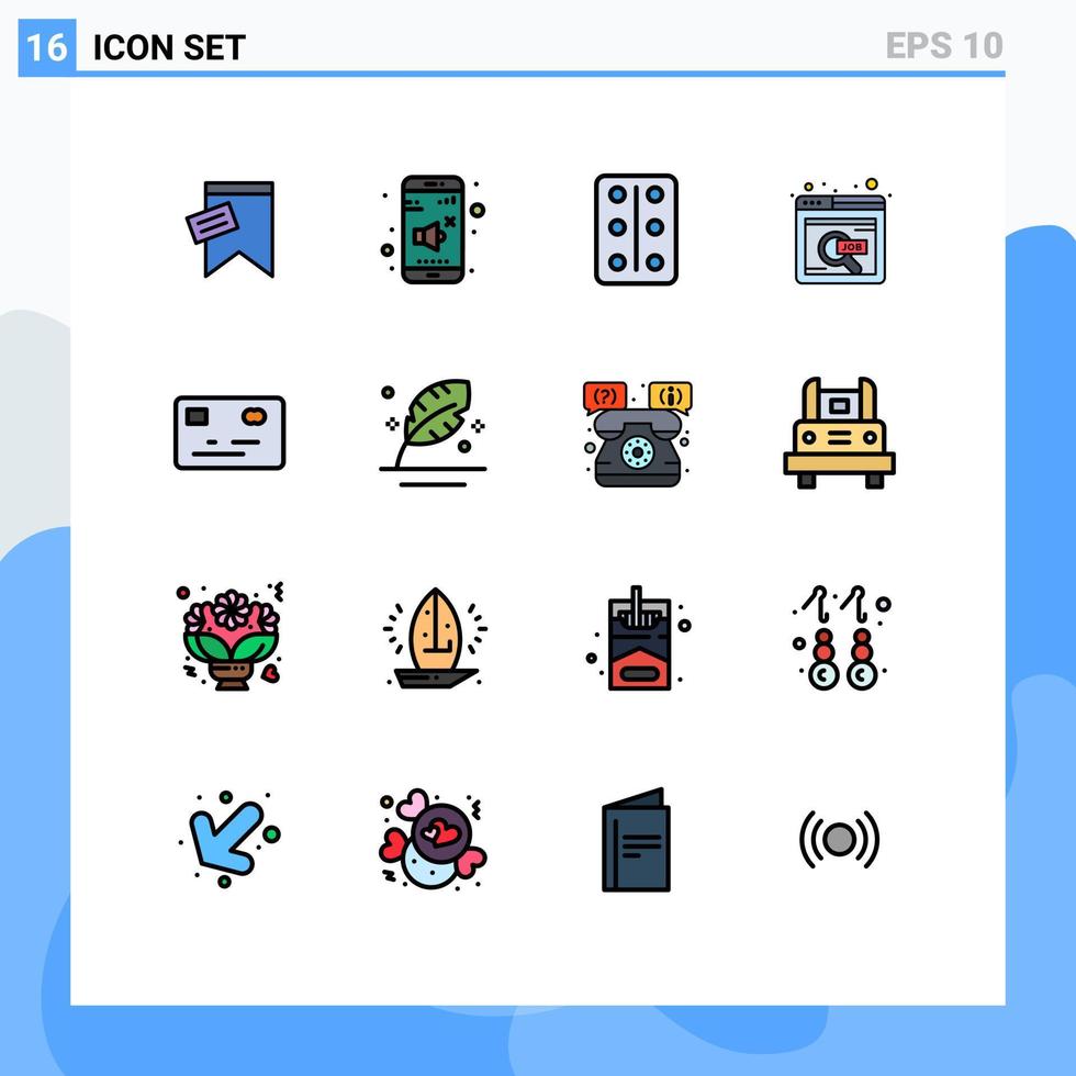 User Interface Pack Of 16 Basic Flat Color Filled Lines Of Payment Credit Card Pastilles Online