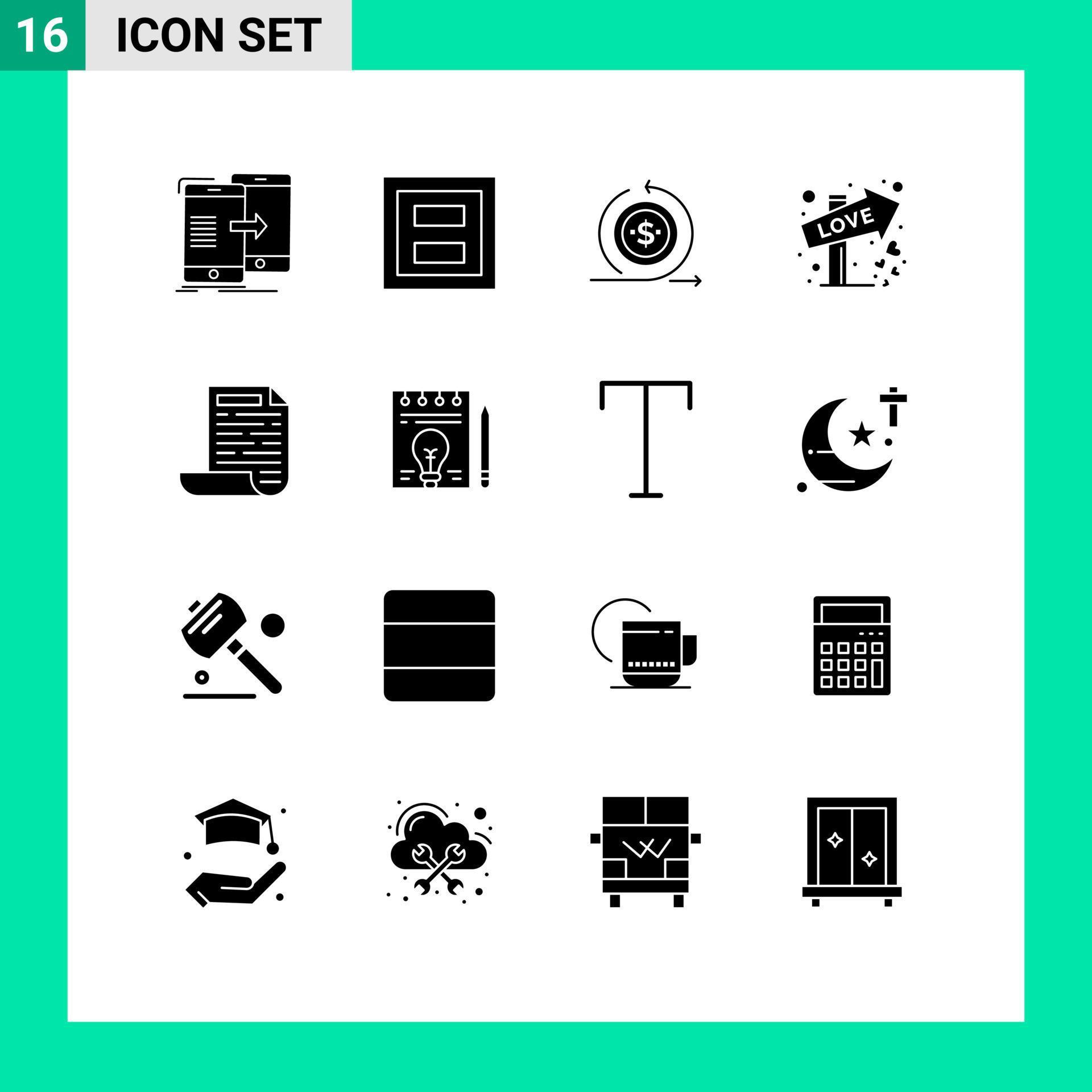 User Interface Pack Of 16 Basic Solid Glyphs Of Sign Direction Section Return Modern Editable