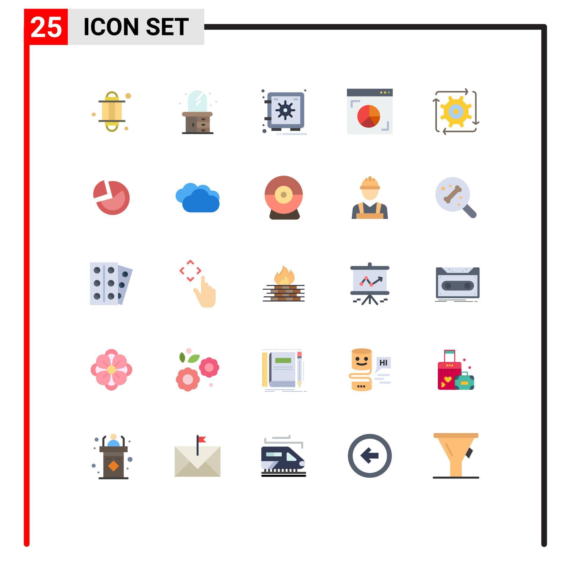 25 Thematic Vector Flat Colors And Editable Symbols Of Development Workflow Safe Marketing Graph