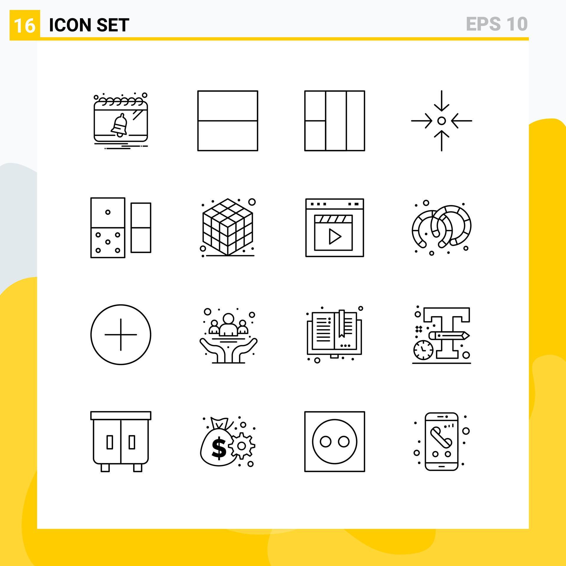 Set of 16 Vector Outlines on Grid for film browser scale layer cube Editable Vector Design ...