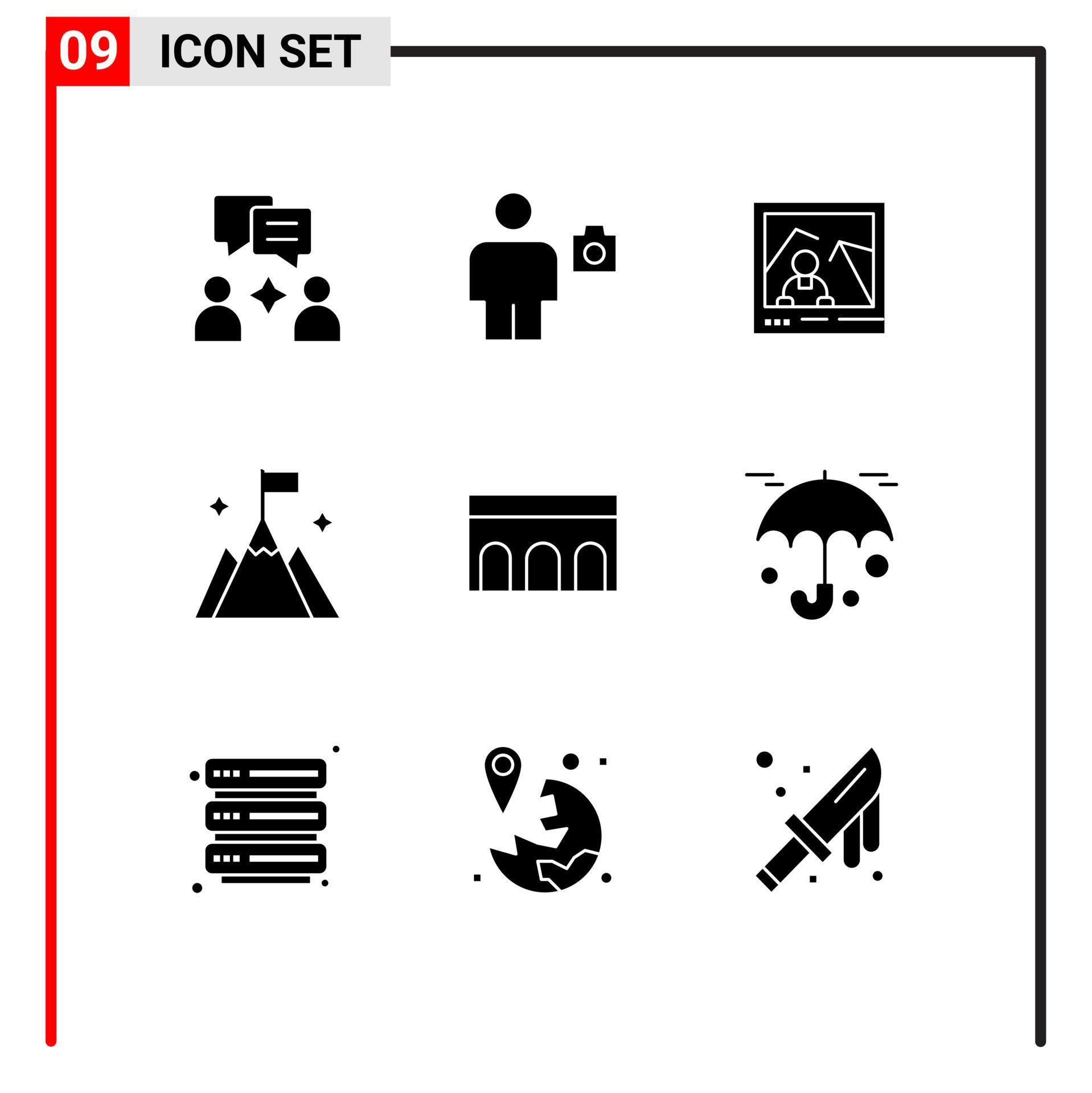 9 User Interface Solid Glyph Pack of modern Signs and Symbols of ...