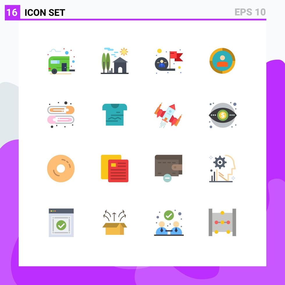 16 Thematic Vector Flat Colors And Editable Symbols Of Audience Targeting Focus Real Target Goal
