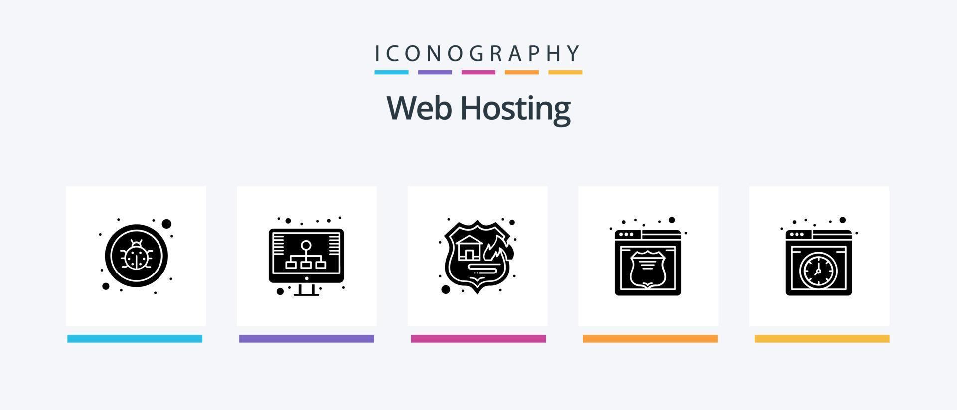 Web Hosting Glyph 5 Icon Pack Including hosting. web. firewall. service. hosting. Creative Icons ...