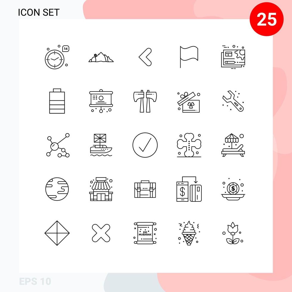 Editable Vector Line Pack Of 25 Simple Lines Of File Ui Scene Flag Left Editable Vector Design