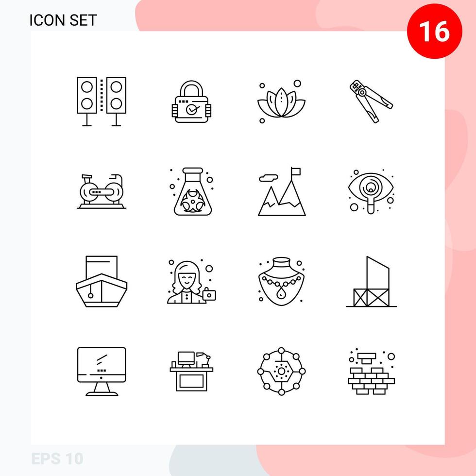 Editable Vector Line Pack Of 16 Simple Outlines Of Tool Construction Secure Building Tree