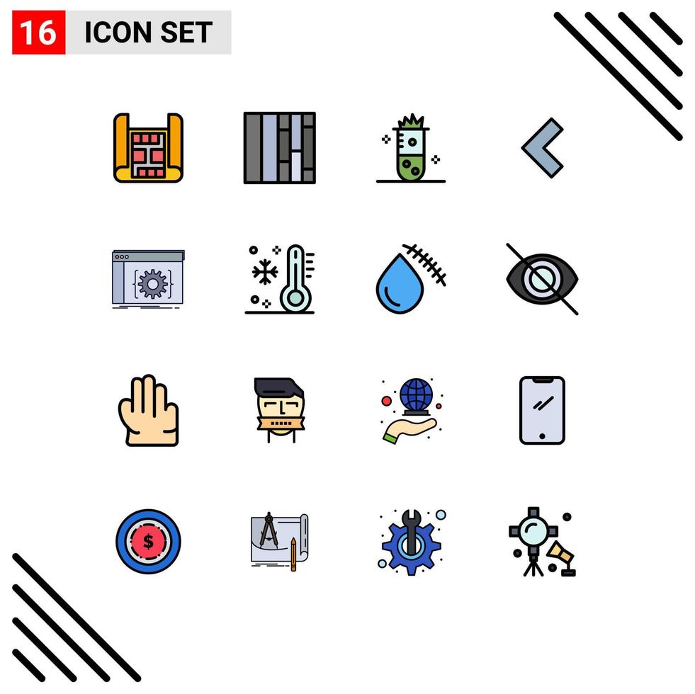 Mobile Interface Flat Color Filled Line Set Of 16 Pictograms Of Software Coding Nuclear Fission